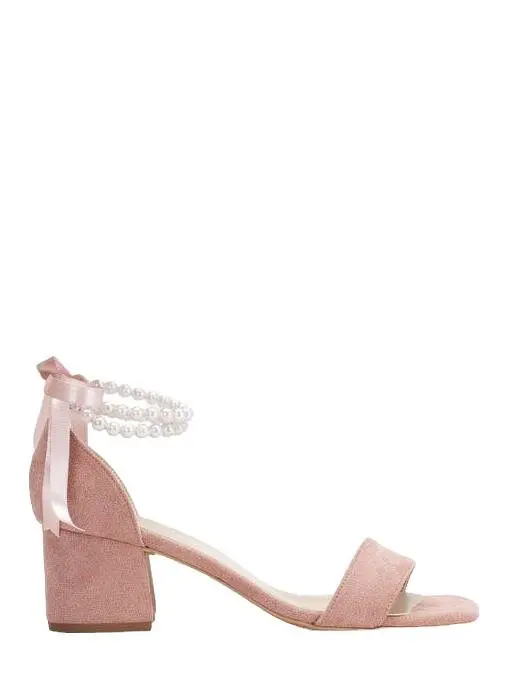 FOREVER & ALWAYS SHOES Illy Low Block Heel Pearl Sandals - Dusty Pink