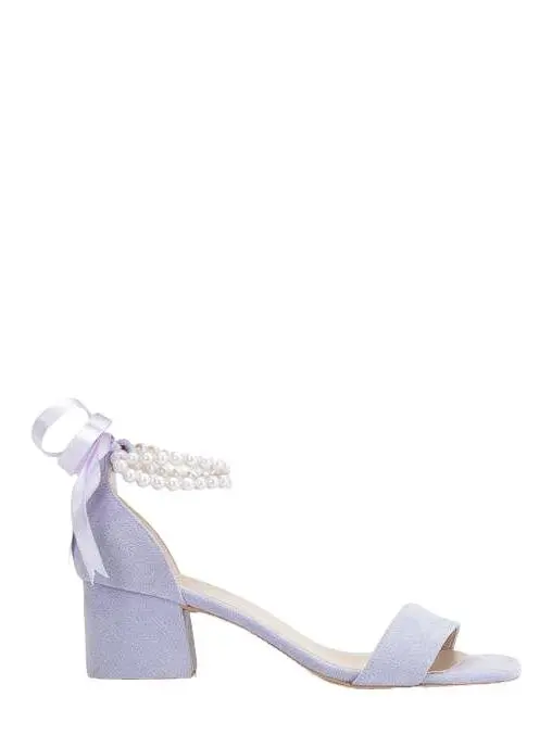 FOREVER & ALWAYS SHOES Illy Low Block Heel Pearl Sandals - Lilac