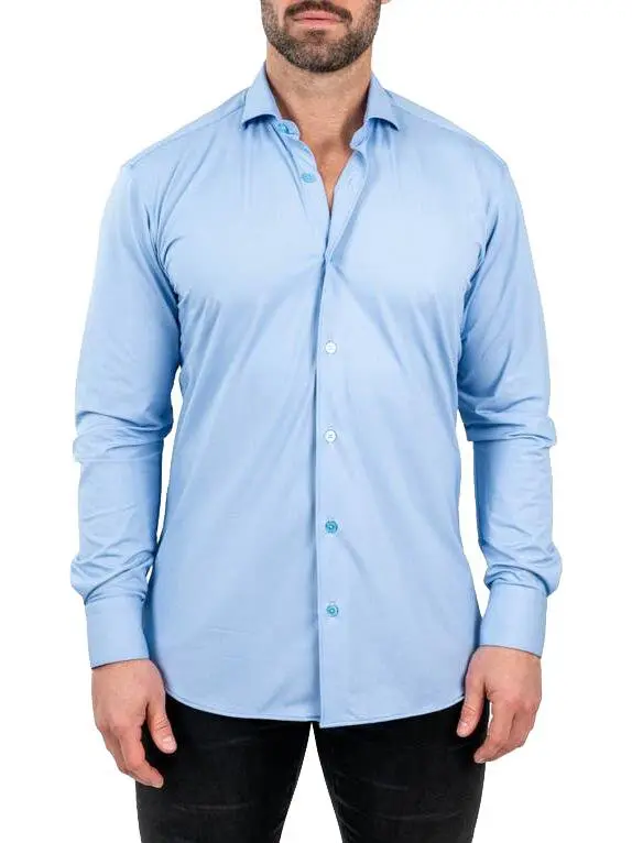 MACEOO Einstein Stretchblotter Light Button-up Shirt - Blue