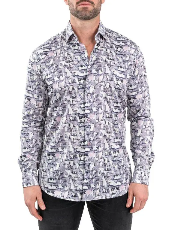 MACEOO Fibonacci Birch Contemporary Fit Button-up Shirt - White