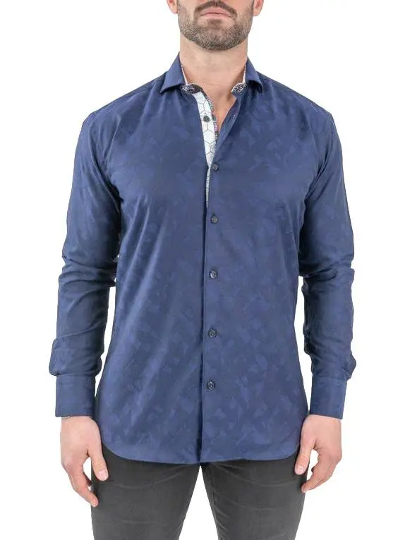 MACEOO Einstein Jacqceepblack Navy Button-up Shirt - Blue