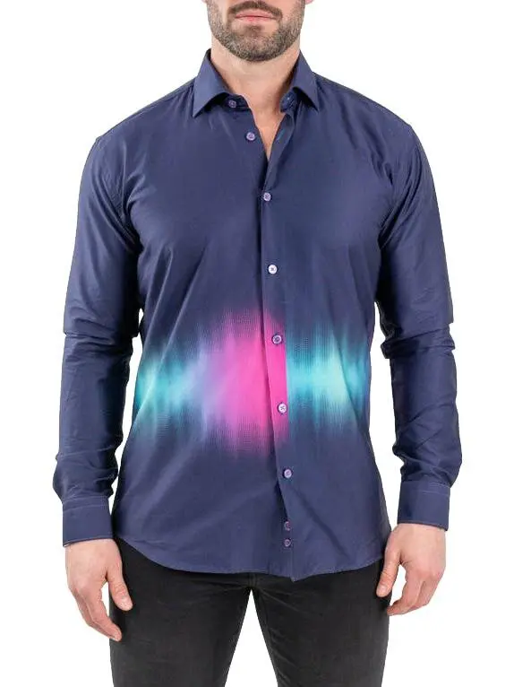 MACEOO Fibonacci Aurora Contemporary Fit Button-up Shirt - Purple