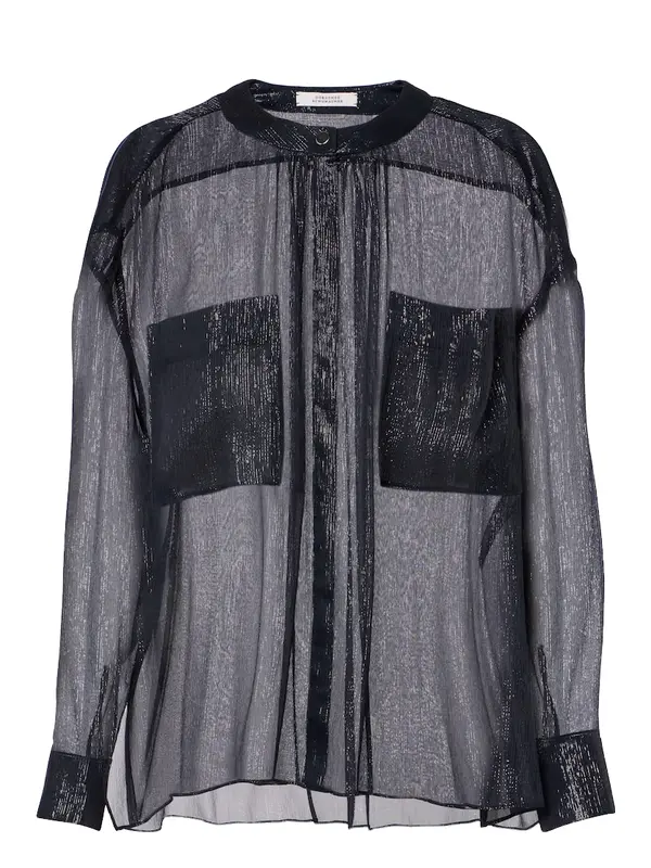 Dorothee Schumacher Silk-blend Lamé Shirt - Blue