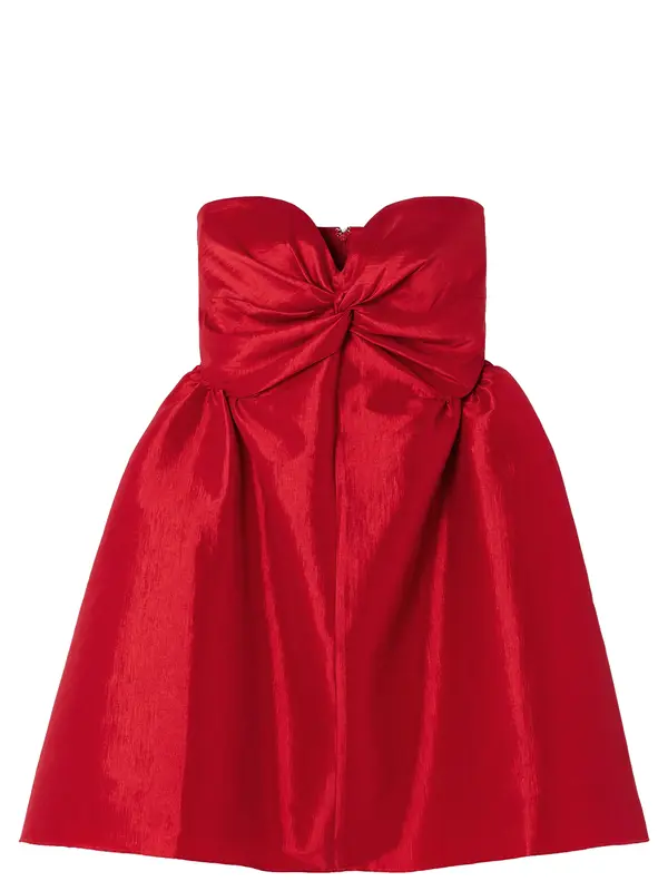 KIKA VARGAS Fiona Strapless Taffeta Mini Dress - Red