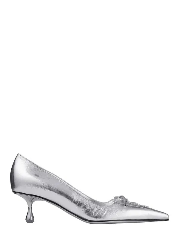 JIMMY CHOO Scarlett 50 Metallic Leather Pumps - Silver