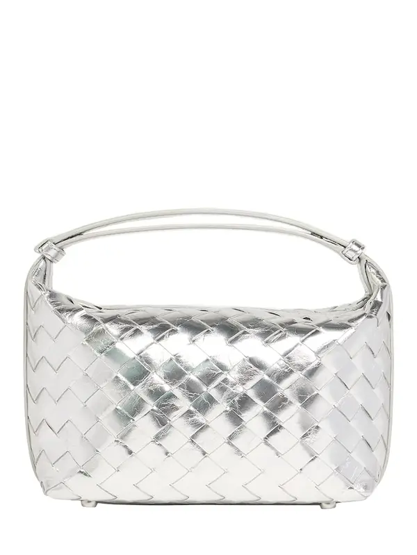 Bottega Veneta Mini Wallace Metallic Leather Shoulder Bag - Silver