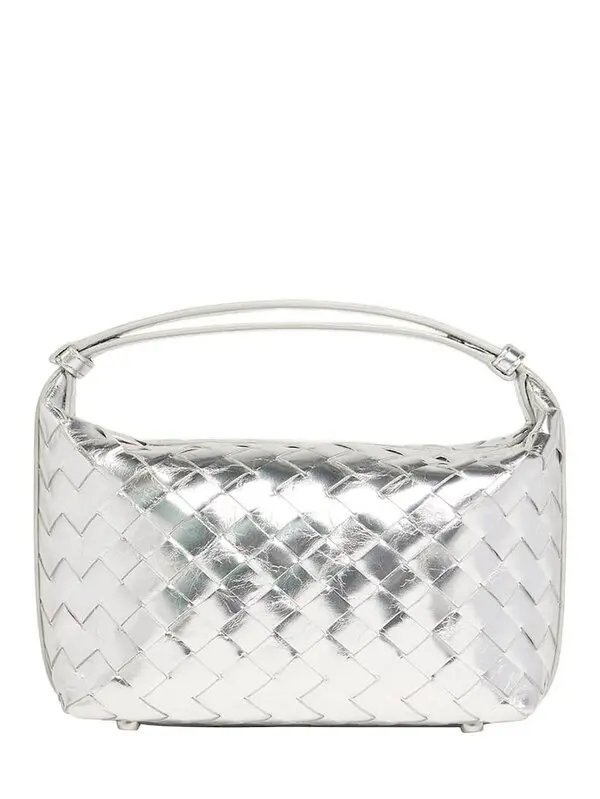 Bottega Veneta Mini Wallace Metallic Leather Shoulder Bag - Silver