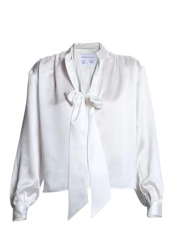 CISSA Tie-neck Silk Blouse - White