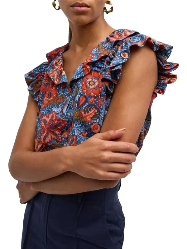 Ulla Johnson Ivette Floral Silk Top - Clematis