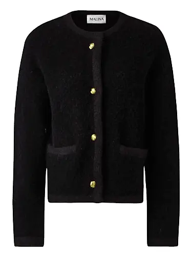 MALINA Carly Round-neck Wool-blend Cardigan - Black