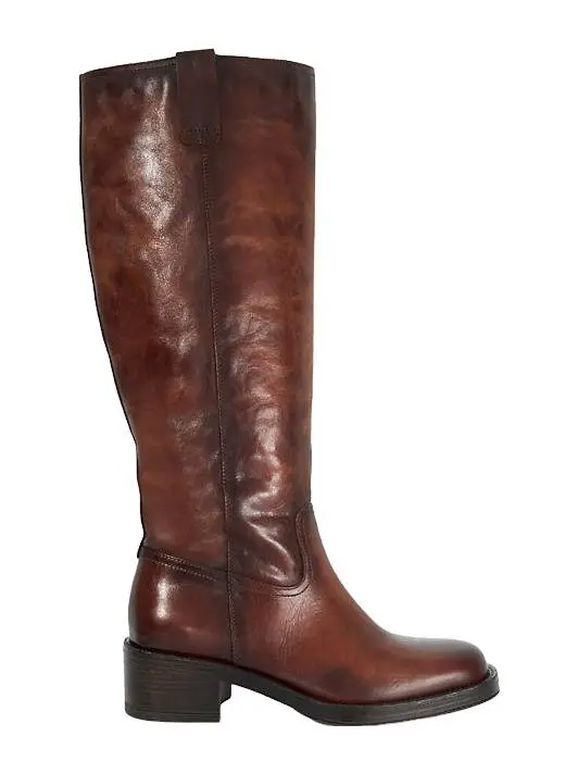 DUNE Tayan Leather Knee-high Boots - Tan Leather