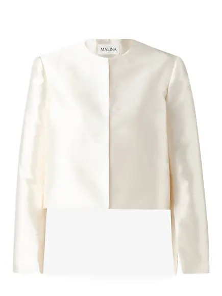 MALINA Ruthie Cropped Satin Blouse - Ivory