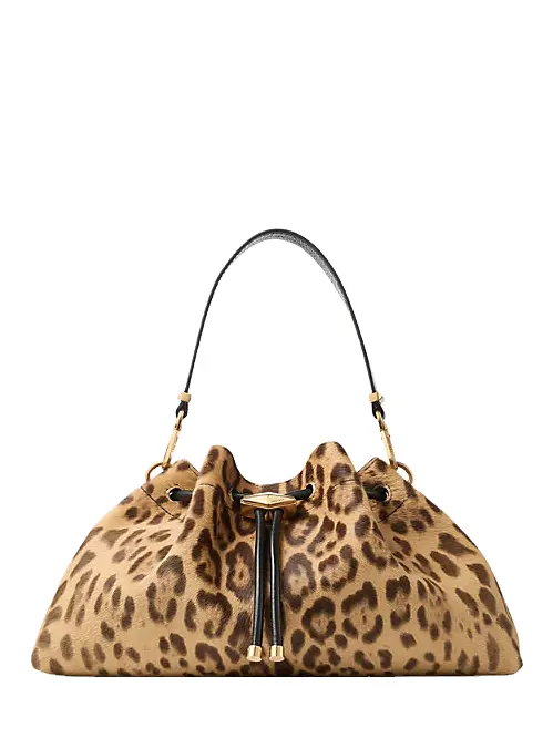 JIMMY CHOO Cinch Leopard-print Shoulder Bag - Natural/gold