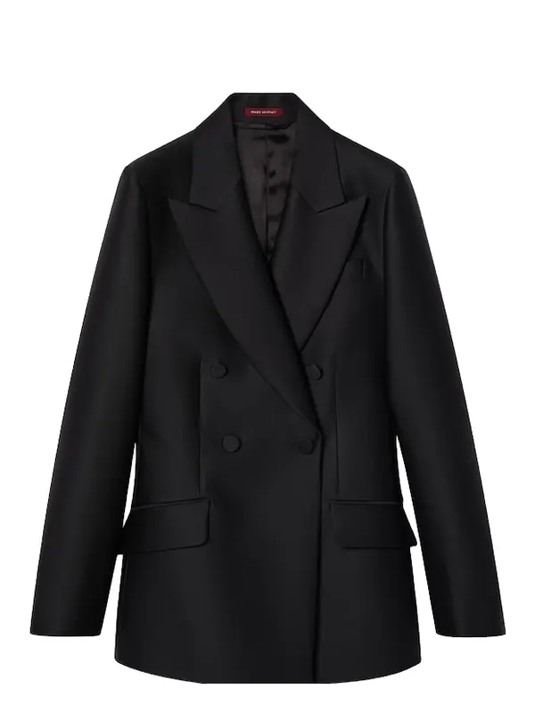 Gucci Wool Silk Gabardine Double-breasted Jacket - Black