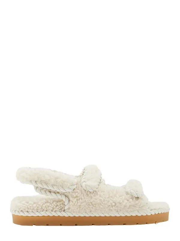 Bottega Veneta Jack Shearling Slingback Sandals - White