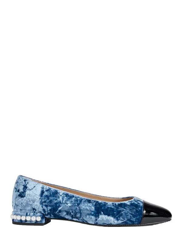 STUART WEITZMAN Pearl-embellished Crushed Velvet Ballet Flats - Indigo