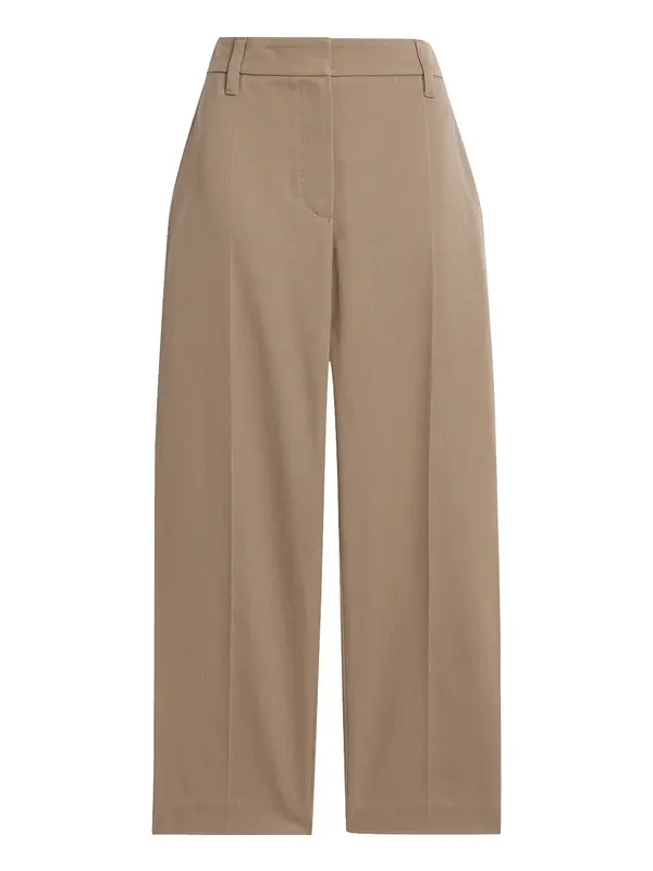 Brunello Cucinelli Cropped Cotton-twill Pants - Sand