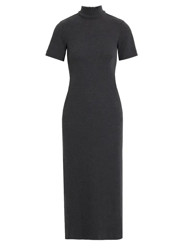 Brunello Cucinelli Bead-embellished Ribbed Midi Dress - Anthracite