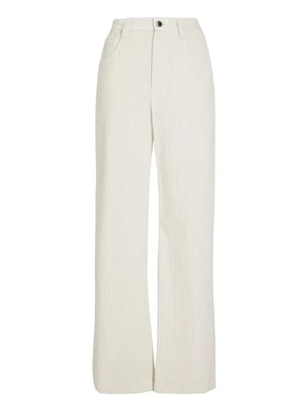 Brunello Cucinelli Cotton-corduroy Wide-leg Pants - Cream
