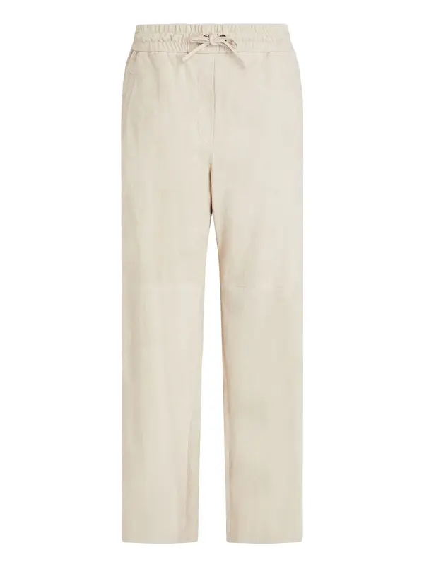 Brunello Cucinelli Stretch Suede Wide-leg Pants - Ecru