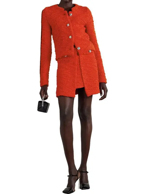 Giambattista Valli Layered Wool-blend Tweed Mini Skirt - Red