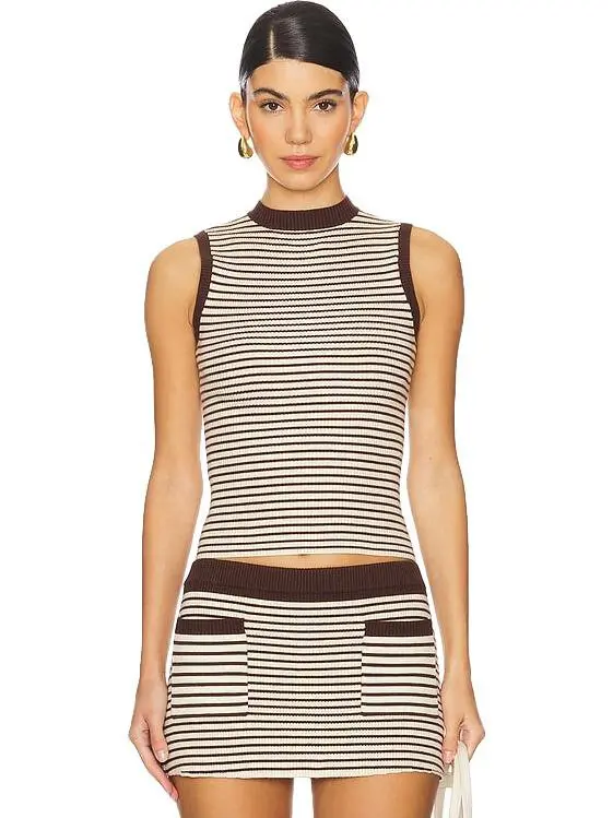 Frankies Bikinis Mila Cloud Knit Sleeveless Sweater Top - Brown