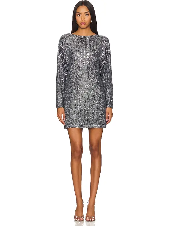 Steve Madden Ginger Metallic Dress - Silver Grey