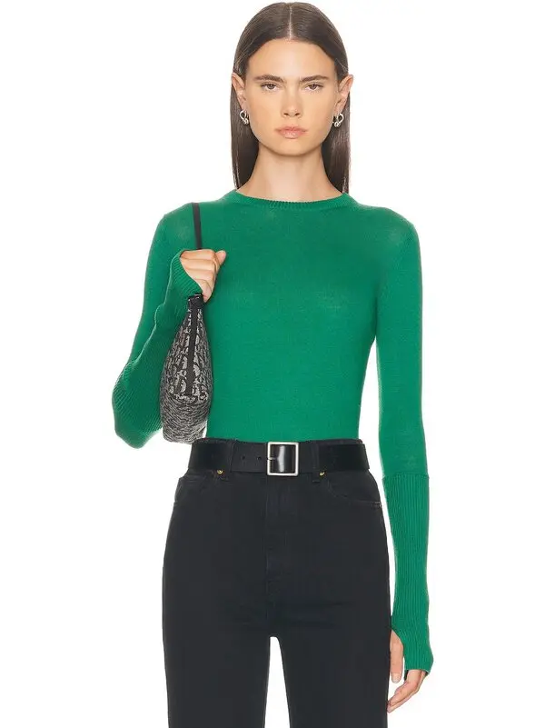 Enza Costa Fine Cashmere Knitted Crewneck Sweater - Emerald