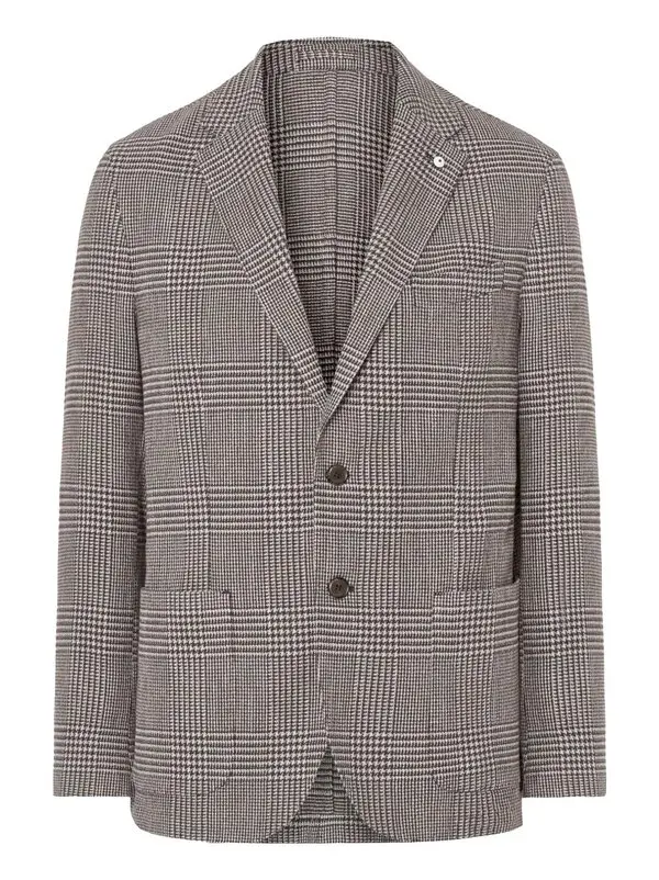 LUIGI BIANCHI MANTOVA Plaid Check Blazer - Brown