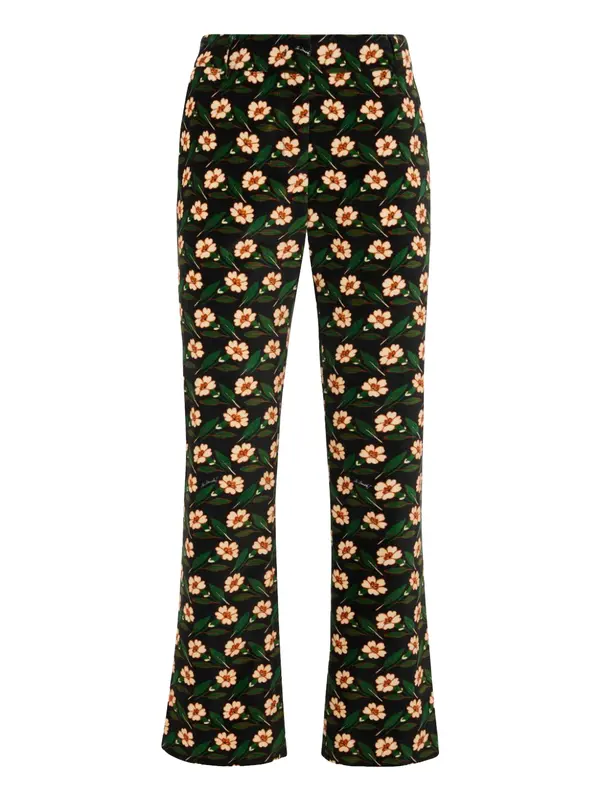 La DoubleJ Floral-print Cropped Trousers - Black