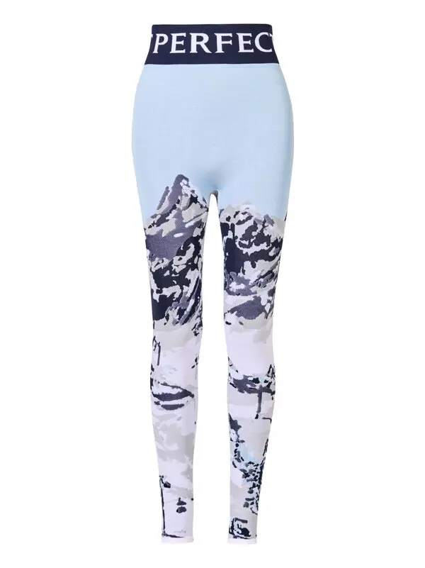 Perfect Moment Landscape-jacquard Leggings - Blue