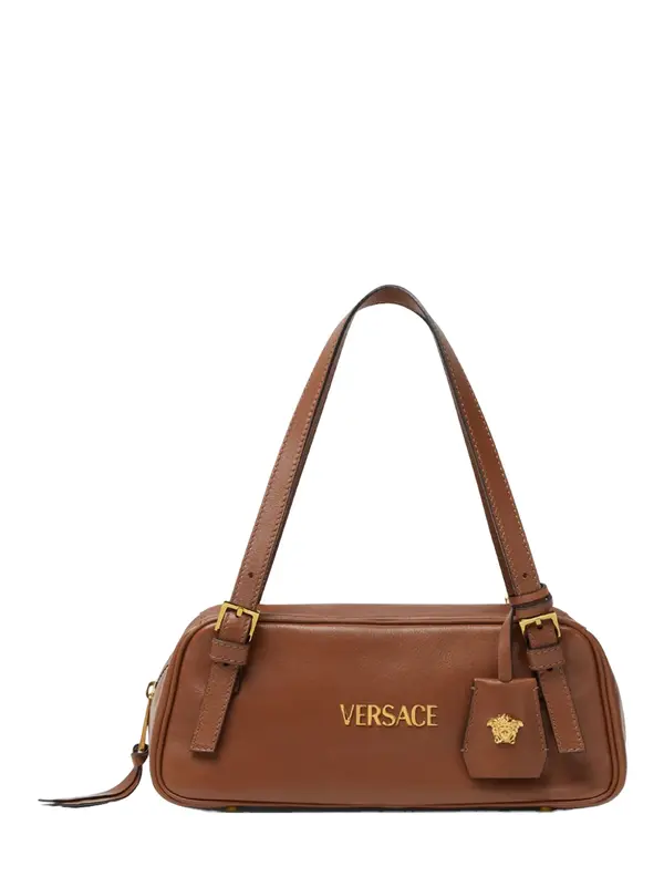 Versace Tag Bowling Shoulder Bag - Brown
