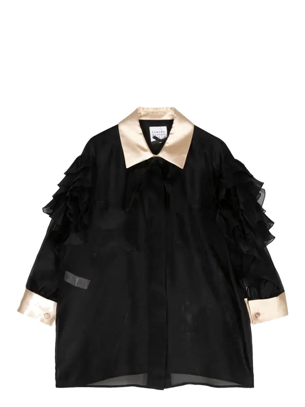 EDWARD ACHOUR PARIS Ruffled Silk Shirt - Black