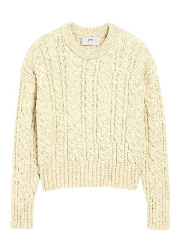 AMI Paris Cable Knit Sweater - Neutrals