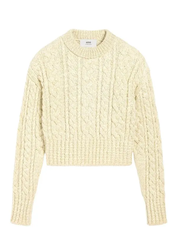 AMI Paris Cable Knit Lurex Jumper - Neutrals