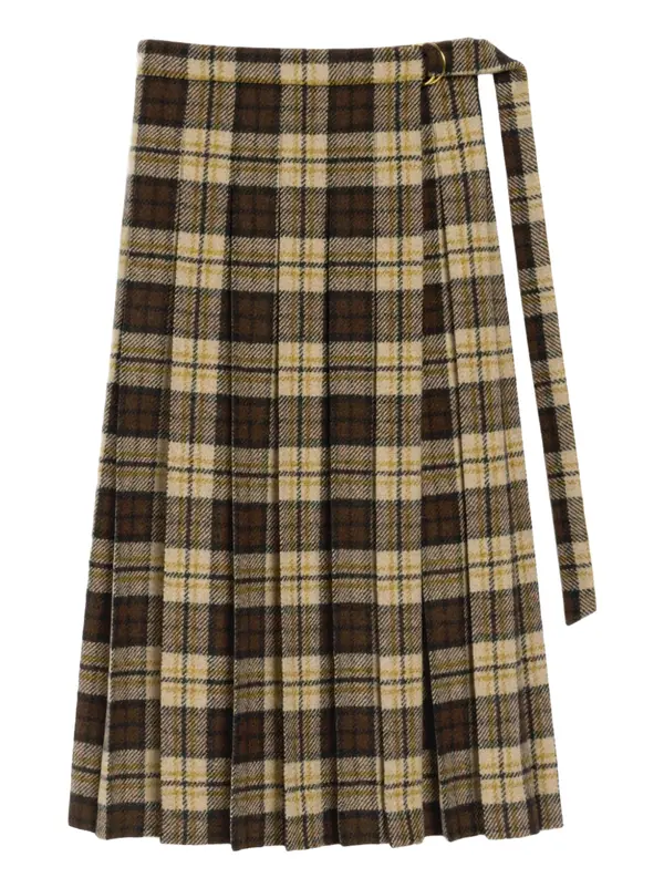 AMI Paris Kilt Skirt - Brown