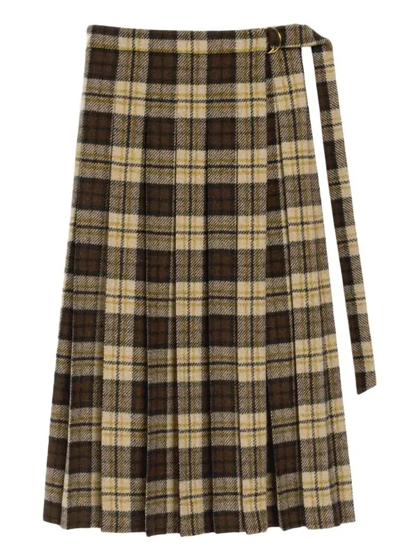 AMI Paris Kilt Skirt - Brown