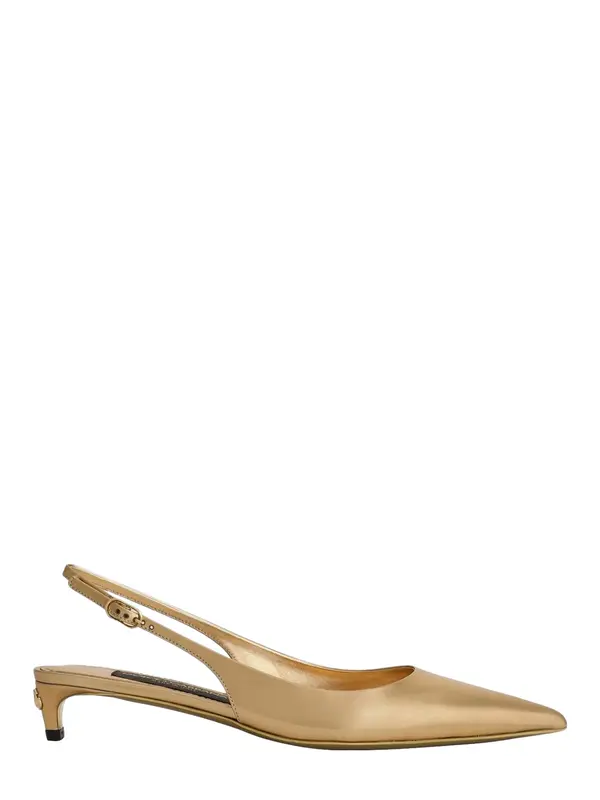 Dolce & Gabbana 30mm Leather Slingback Pumps - Gold