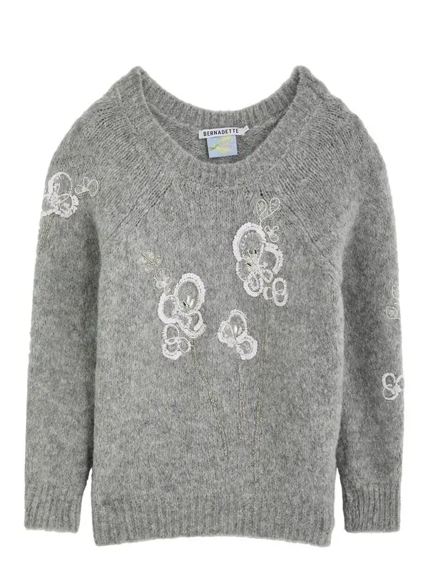 Bernadette Orchidea Embellished Alpaca-blend Jumper - Grey Light