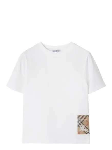 Burberry Check Label Cotton T-shirt - White