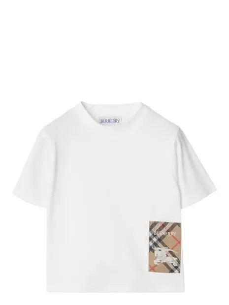 Burberry Check Label Cotton T-shirt - White