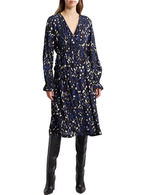 MASAI COPENHAGEN Norin Faux Wrap Long Sleeve Dress - Medieval Blue