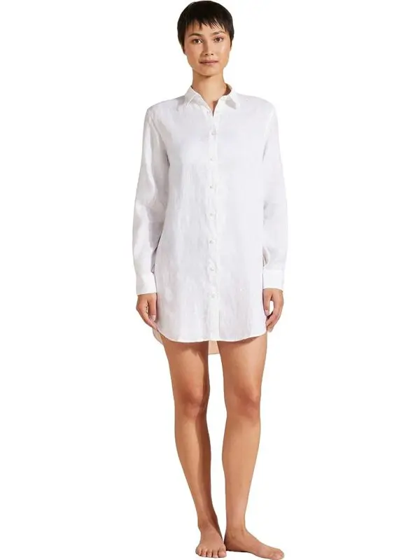 Vilebrequin Solid Linen Shirt Dress - Blanc