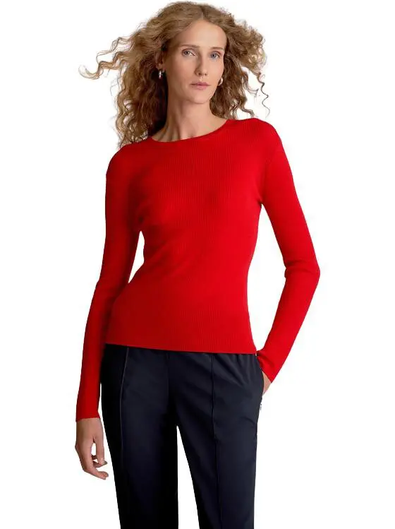 M.M.LAFLEUR Beck Ribbed Merino Wool Sweater - Candy Apple