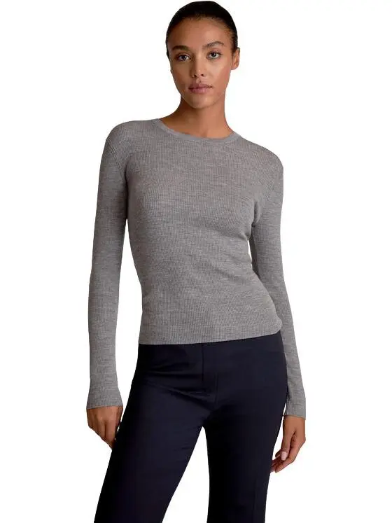 M.M.LAFLEUR Beck Ribbed Merino Wool Sweater - Gray Melange