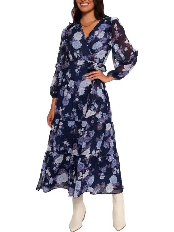 PETAL & PUP Korina Floral Wrap Dress - Vintage Blues