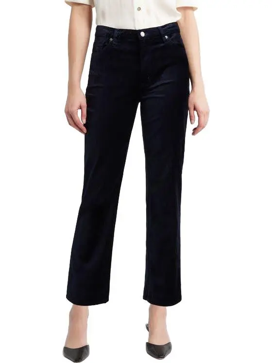 FRAME Le Sleek Velvet Ankle Straight Leg Pants - Navy Velvet