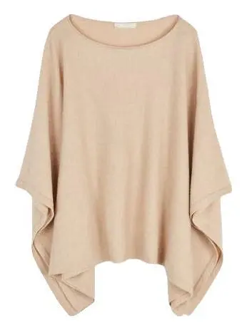 GOBI MONGOLIAN CASHMERE Boat-neck Cashmere Poncho - Beige
