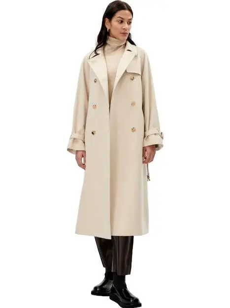 Gobi Cashmere Cashmere Double Breasted Trench Coat - Beige