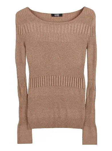 Gobi Cashmere Ribbed Cotton Silk Blend Sweater - Timber Wolf